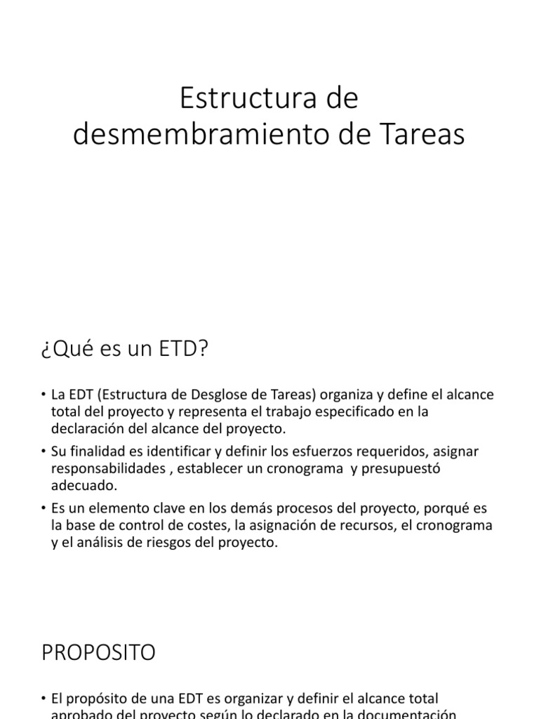 Estructura de Desmembramiento de Tareas | PDF