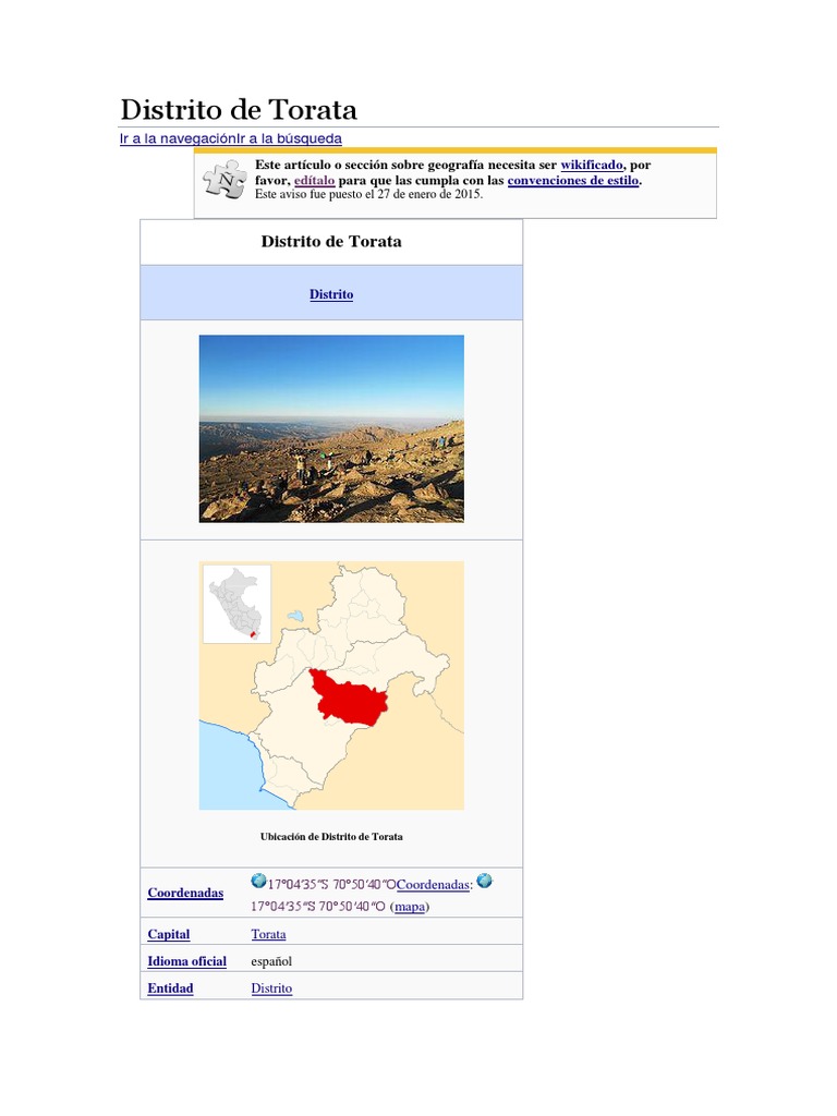 Distrito de Torata | PDF | América del Sur | Perú