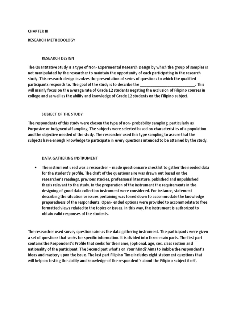 CHAPTER III RESEARCH Final | PDF | Survey Methodology | Questionnaire