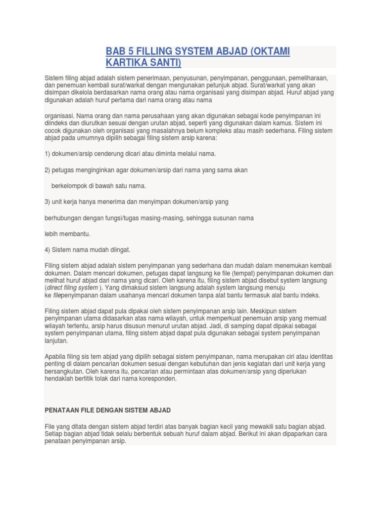 Filing Sistem Abjad | PDF