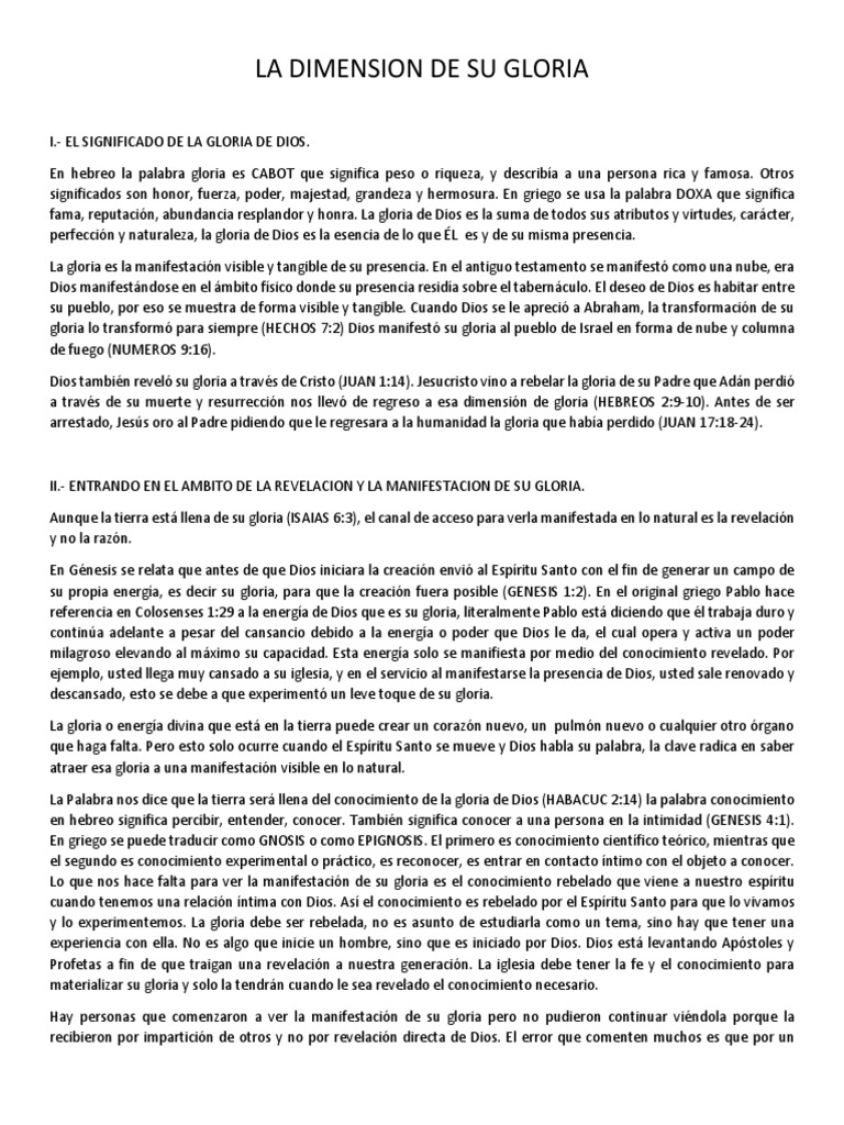 Dimensiones de la Gloria de Dios | PDF | Dios | Fe
