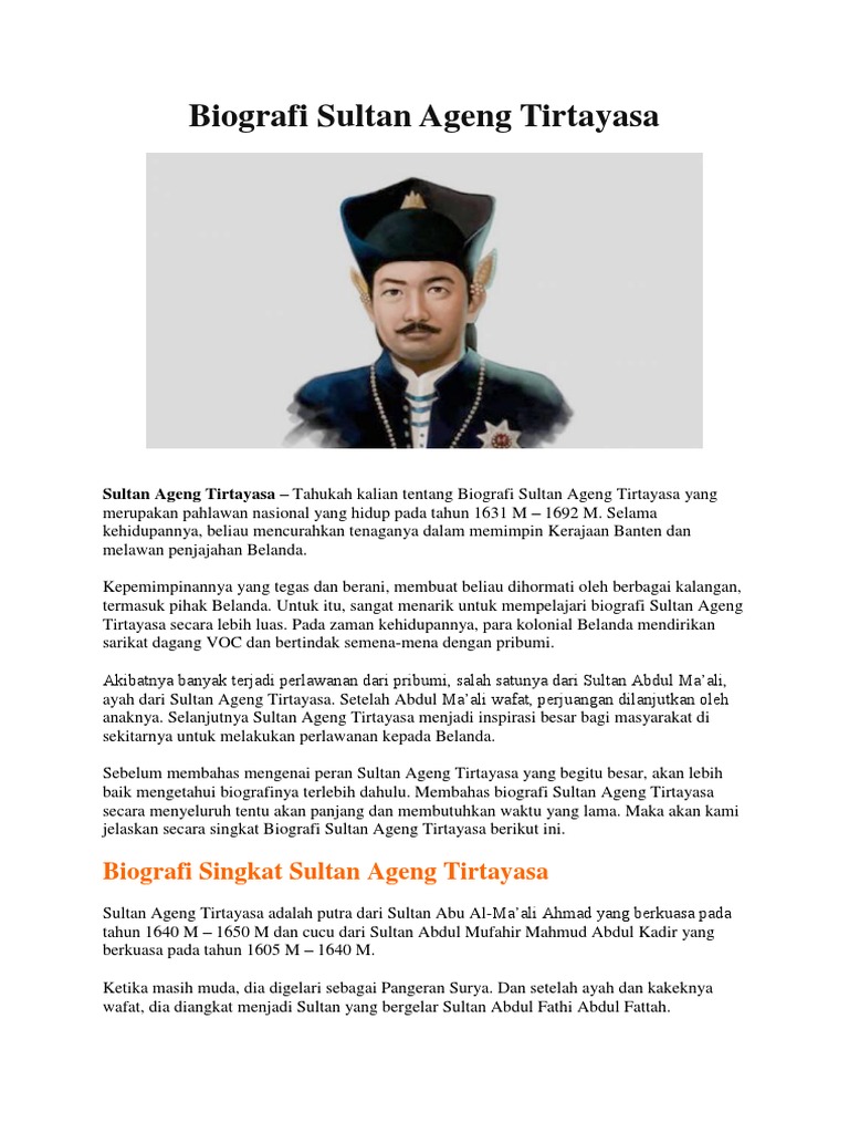 Biografi Sultan Ageng Tirtayasa | PDF