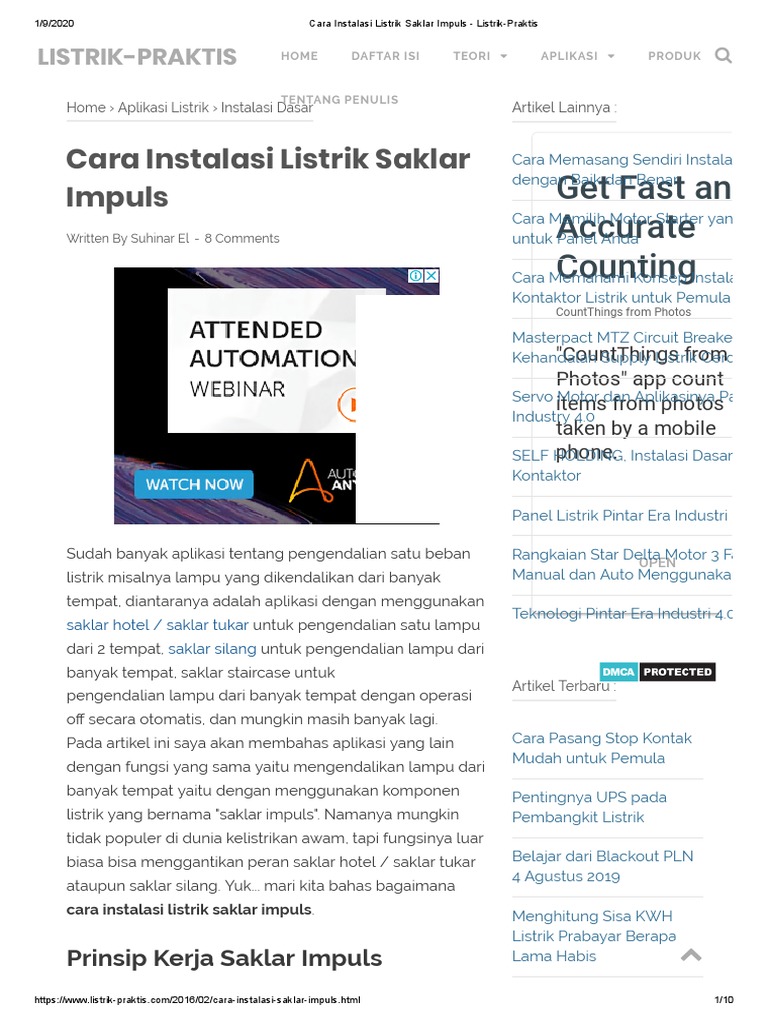 Cara Instalasi Listrik Saklar Impuls - Listrik-Praktis | PDF