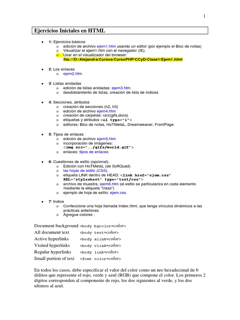 Ejercicios Html Pdf Html Magenta