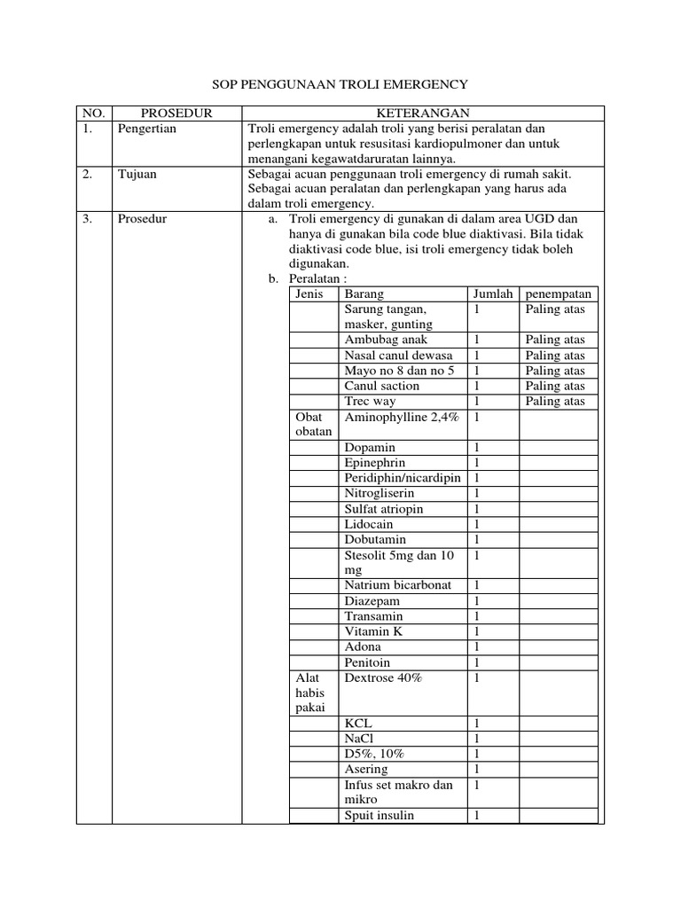 Sop Penggunaan Troli Emergency | PDF