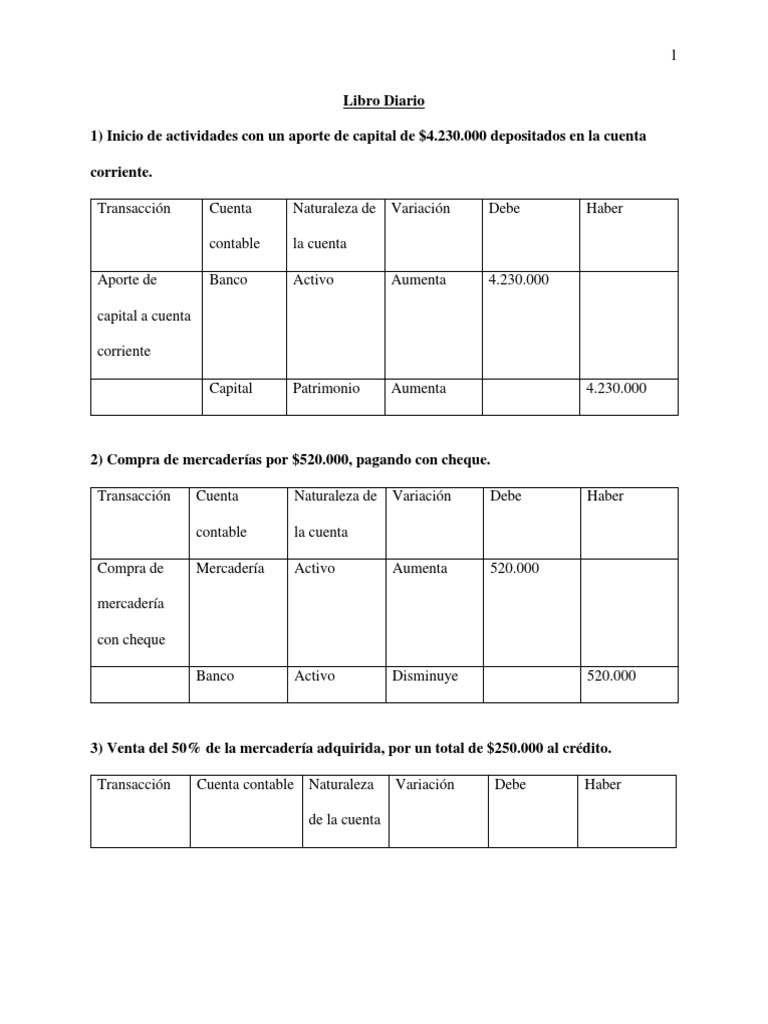 Ejemplo de Libro Diario | PDF | Contabilidad | Bancos