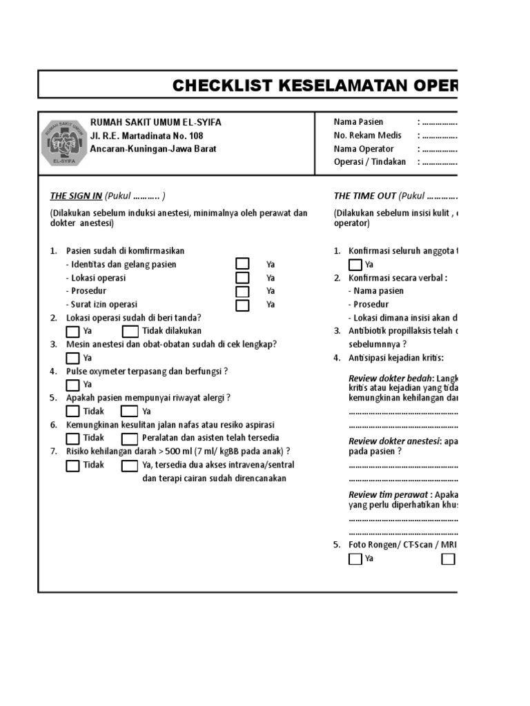 Form CheckList Keselamatan Operasi | PDF