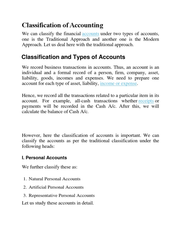 Classification of Accounting | PDF | Debits And Credits | Expense