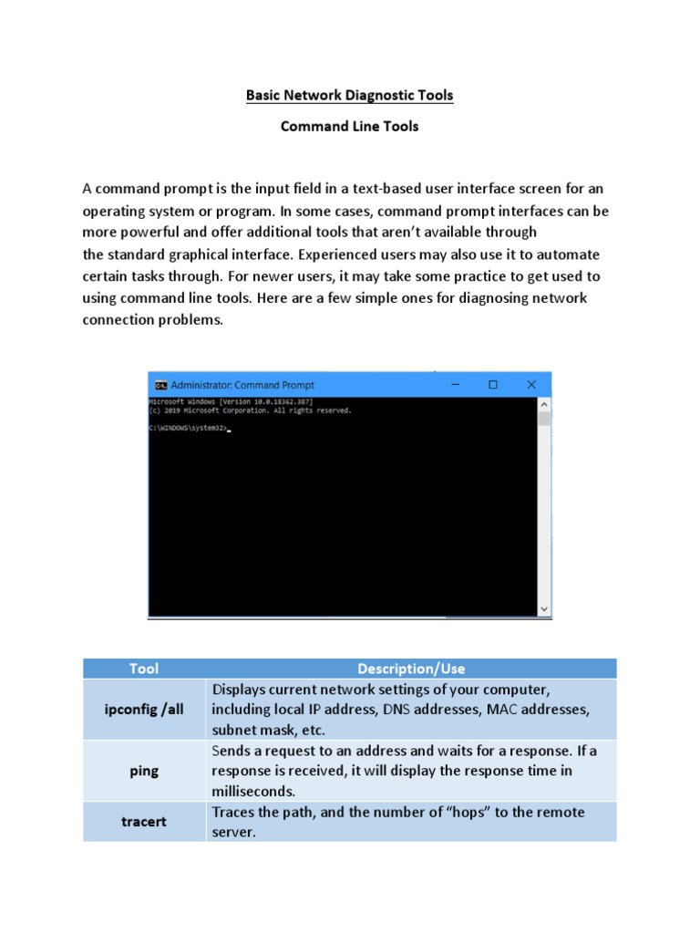 Command Line Network Tools Worksheet For Beginners | PDF | Ip Address ...
