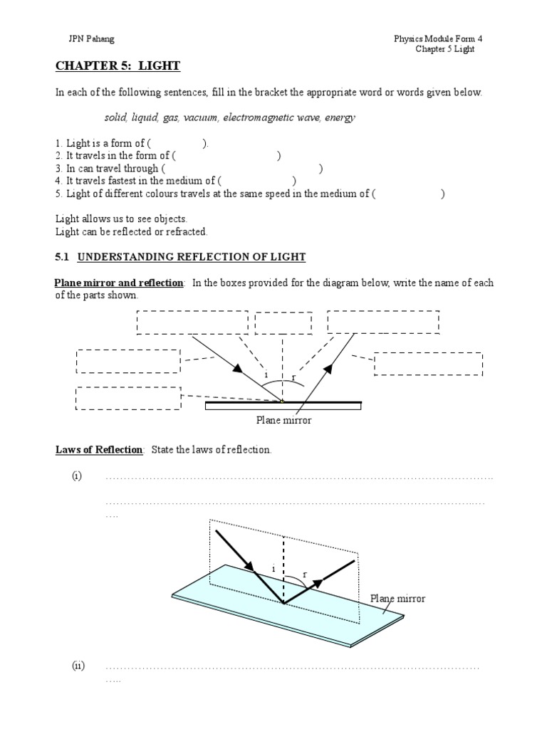 Chapter 5 Light STUDENT'S MODULE | PDF | Lens (Optics) | Refraction