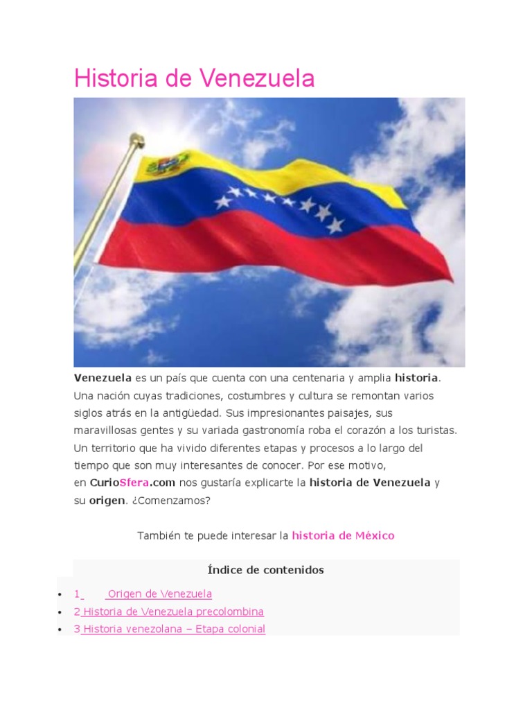 Historia de Venezuela | PDF | Venezuela | America latina