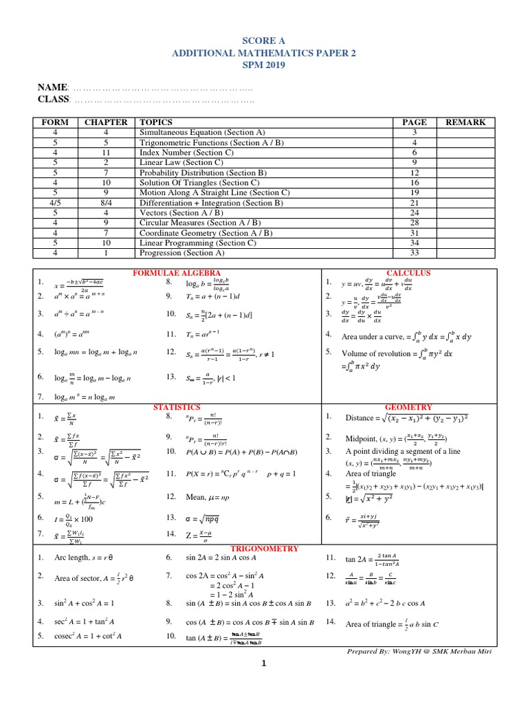 SPM 2019 Additional Mathematics Paper 2 | PDF | Mathematical Analysis ...