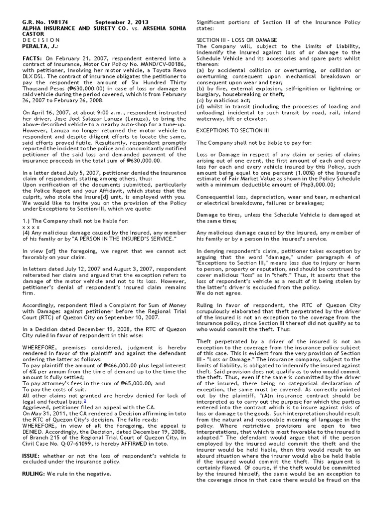 Alpha Insurance Case | PDF | Insurance | Lawsuit