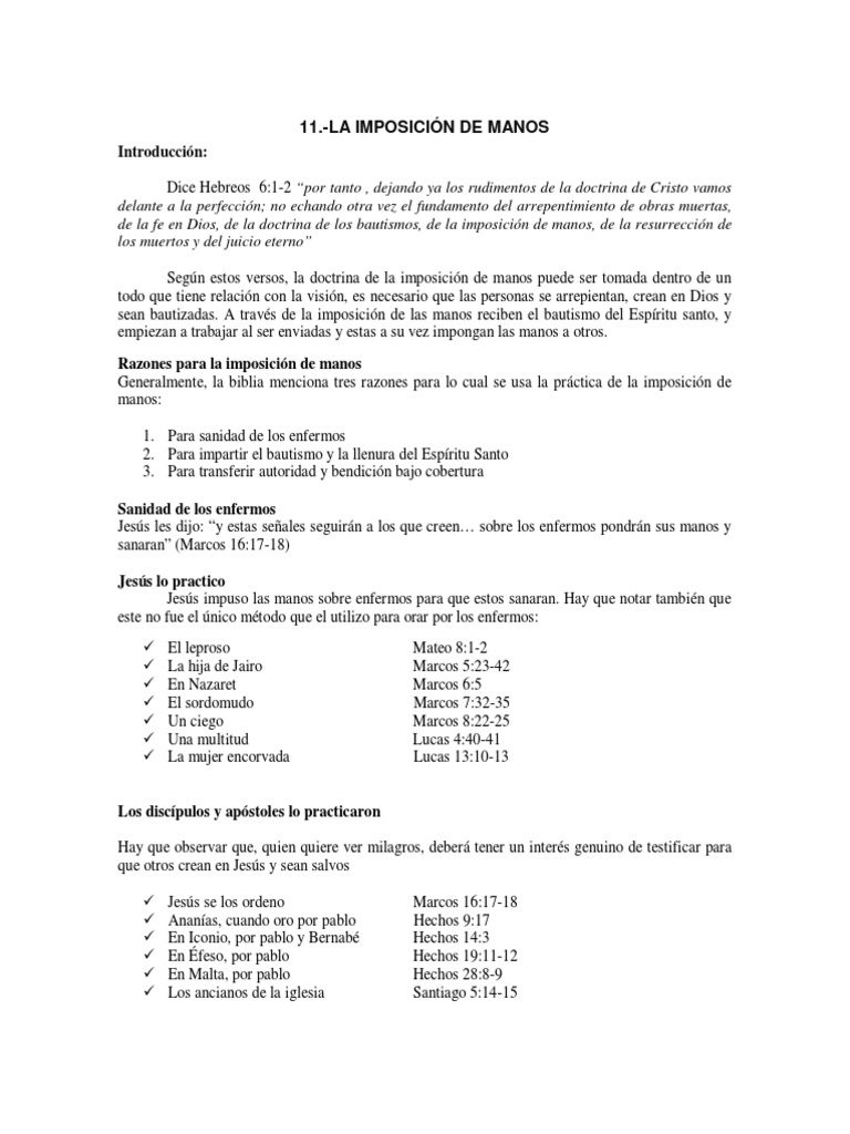 11-12 La Imposición de Manos - Sanando Enfermos PDF | PDF | Jesús ...