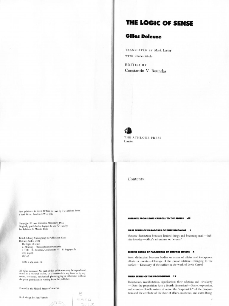 Deleuze - Logic of Sense | PDF | Through The Looking Glass | Truth