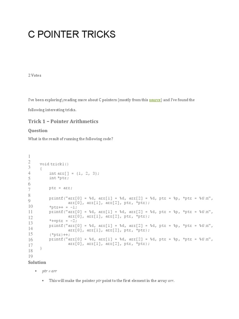 C Pointer Tricks | PDF | Array Data Structure | Pointer (Computer ...
