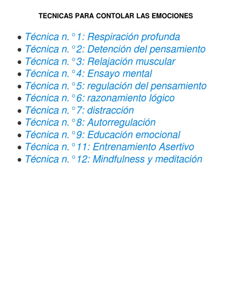 12 Técnicas para Controlar Emociones | PDF