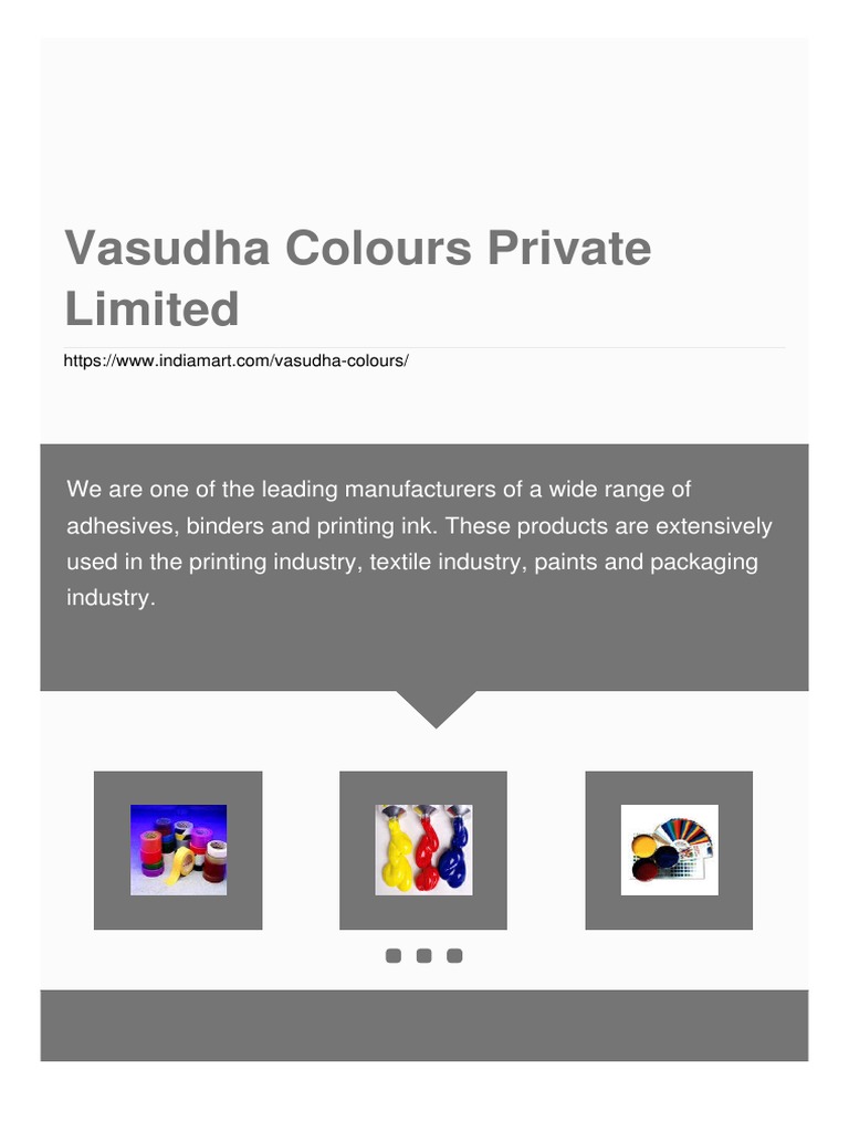 Vasudha Colours Private Limited | PDF | Adhesive | Bangalore