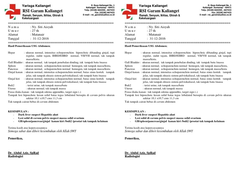 Format Bacaan Usg | PDF