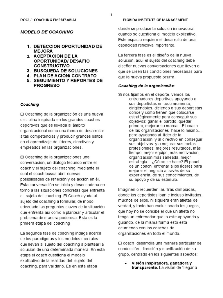 Modelo de Coaching | PDF | Psicología Aplicada | Modificación de comportamiento