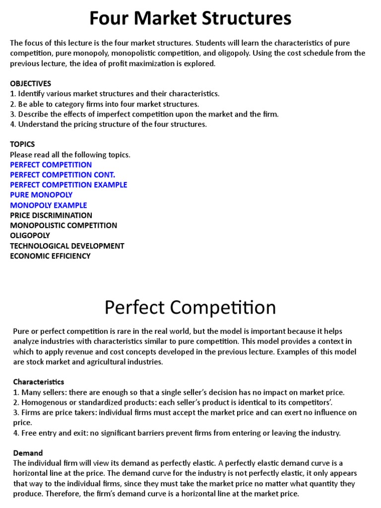 Understanding Four Market Structures | PDF | Monopoly | Perfect Competition