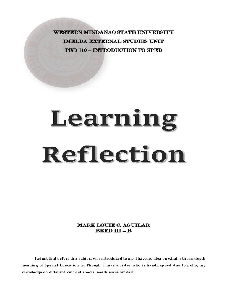 SPED Reflection | PDF | Special Education | Disability