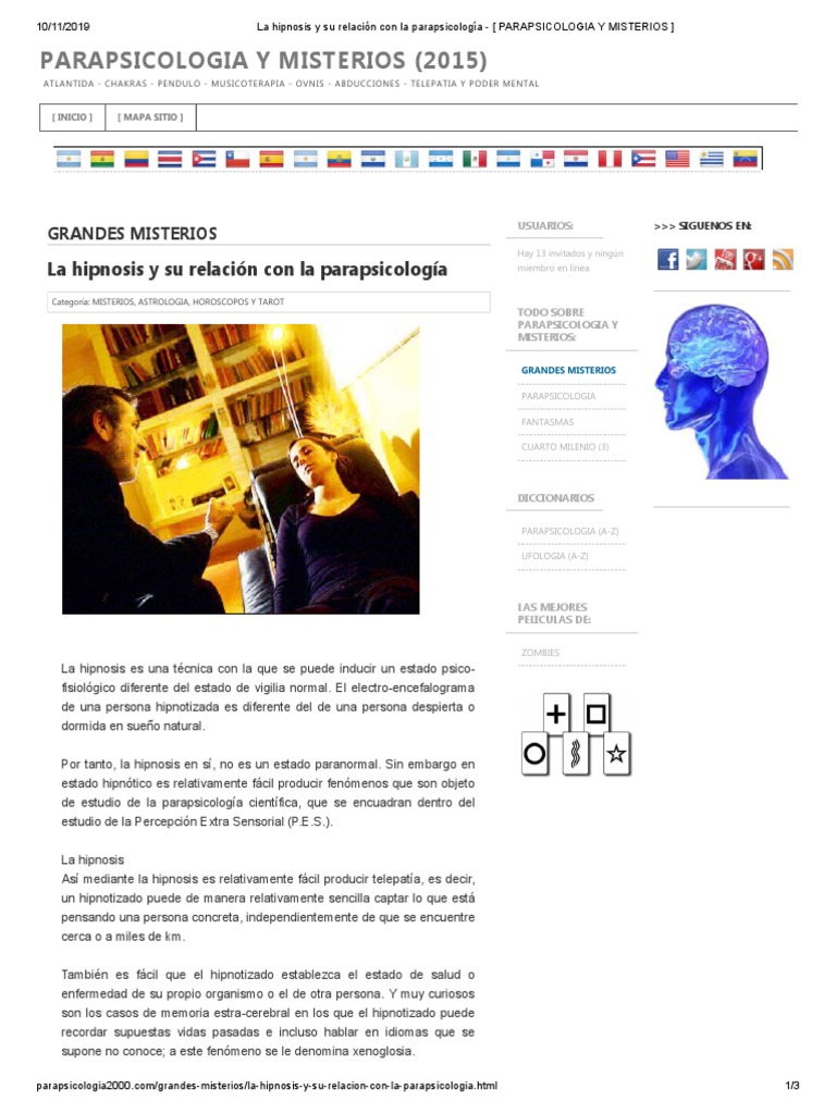 La Hipnosis y Su Relación Con La Parapsicología - (PARAPSICOLOGIA Y ...