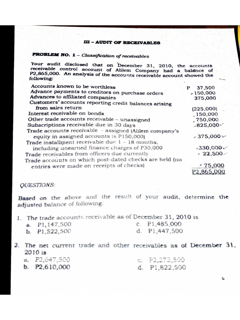 Receivables Audit Reviewer | PDF