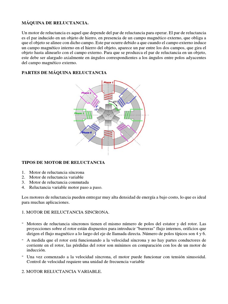 RELUCTANCIA | PDF | Motor eléctrico | Imán
