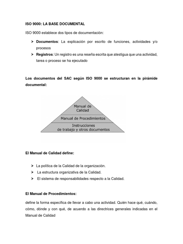 Pirámide Documental en ISO 9000 | PDF
