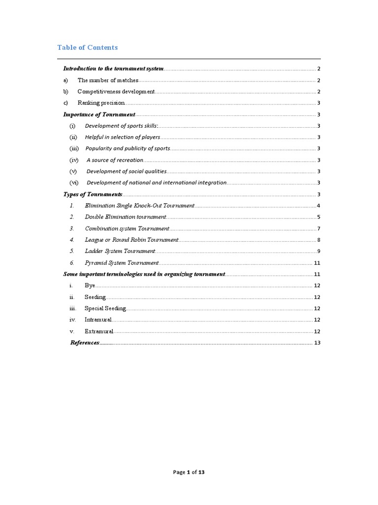 Tournament Systems Guide | PDF | Leisure | Competition
