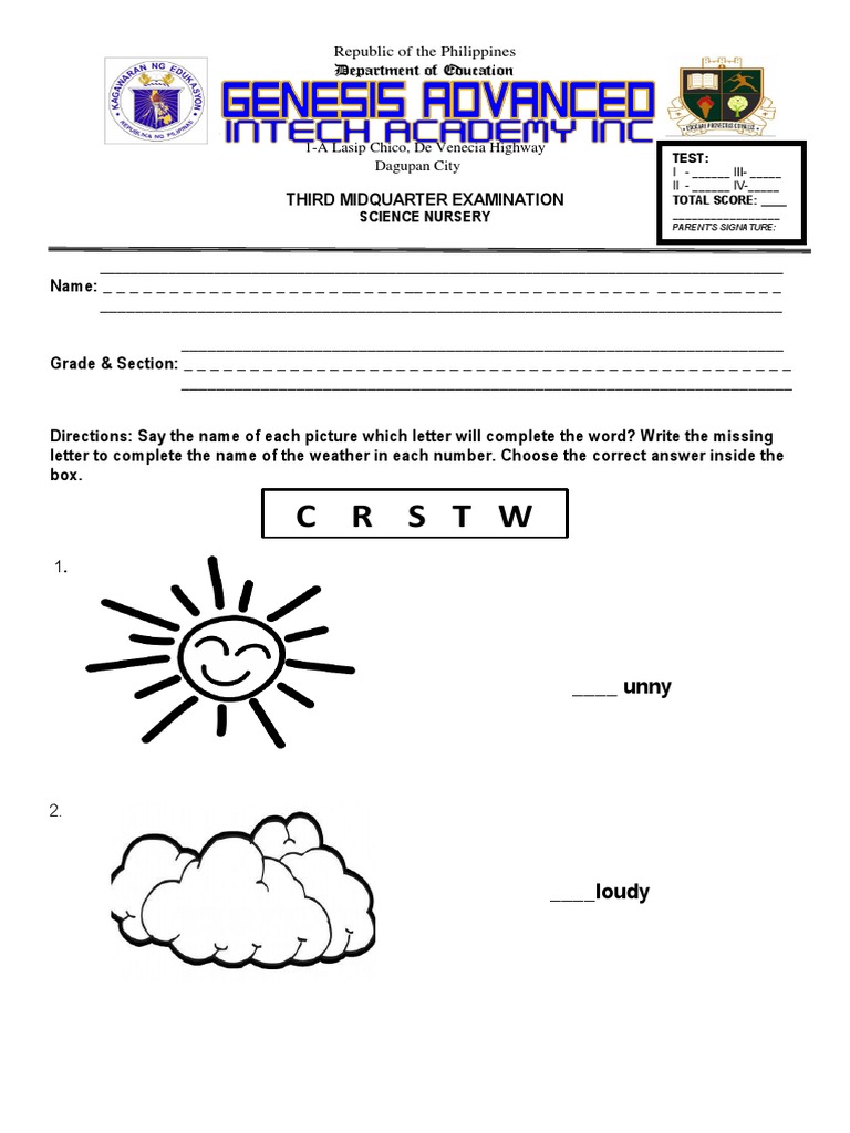 Pre School Exam | PDF | Test (Assessment) | Learning