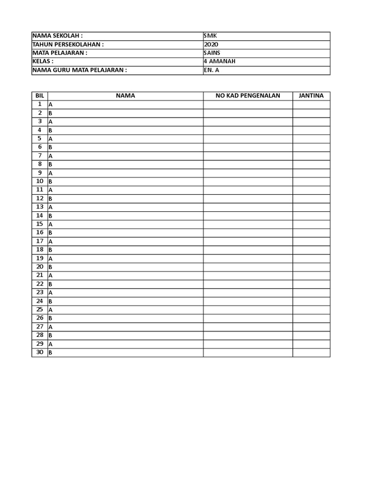 Borang Rekod Transit Tingkatan 4 | PDF