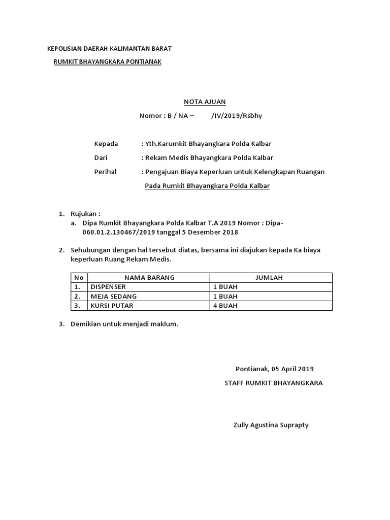 Nota Ajuan Barang | PDF