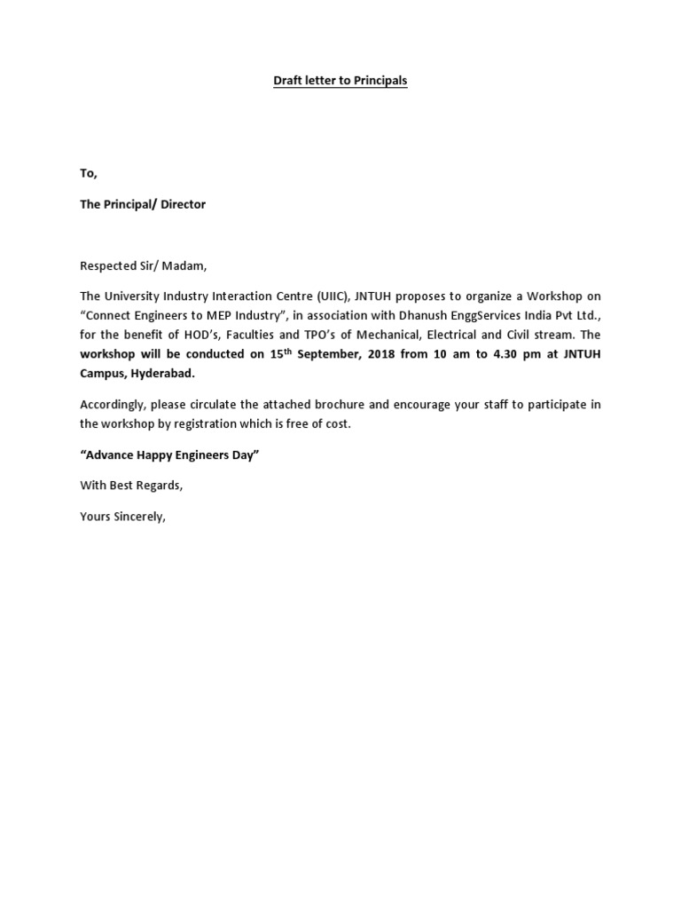 Letter To Principal FDP | PDF