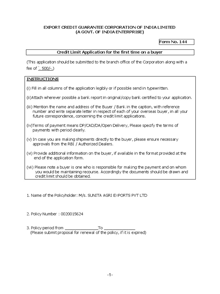 Form 144 CLA-DALALCHI S.A.R.L | Download Free PDF | Credit | Finance ...