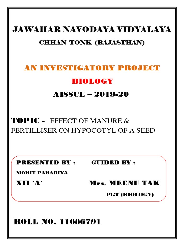 Biology Project | PDF | Biology | Organisms