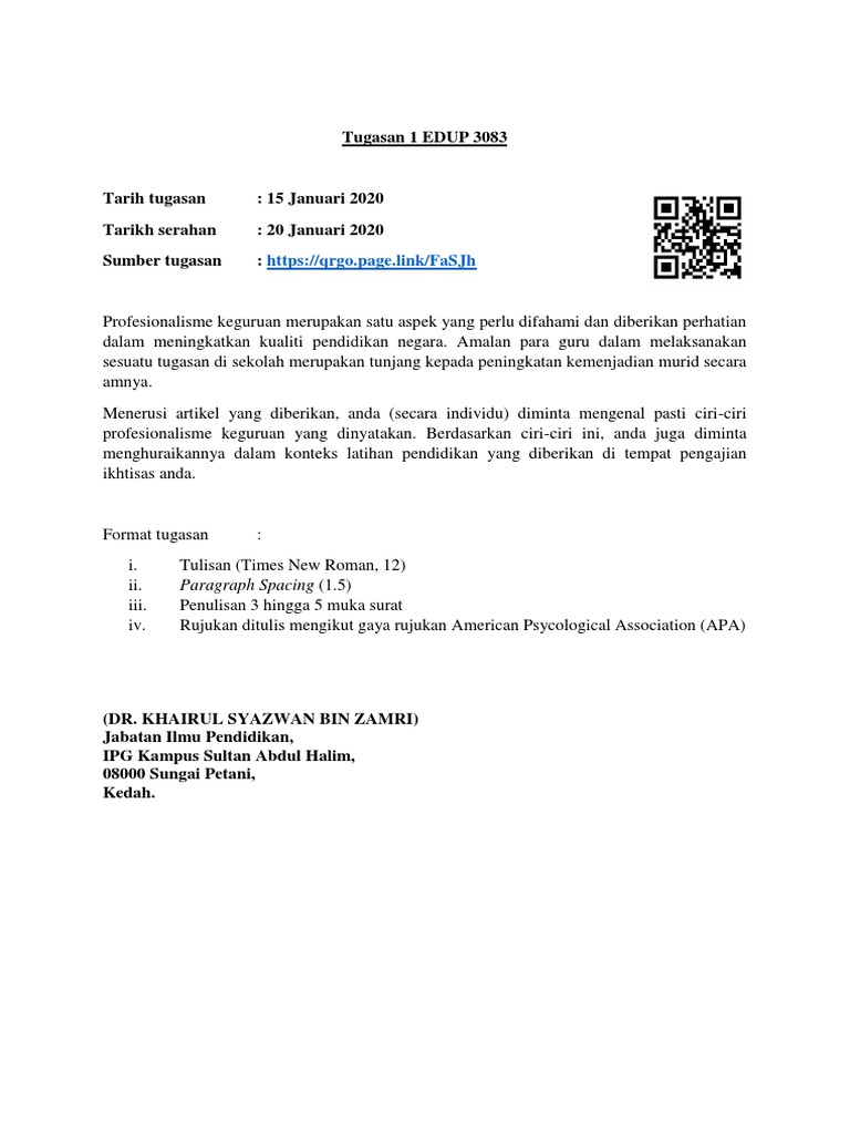 Tugasan 1 EDUP 3083 PDF | PDF