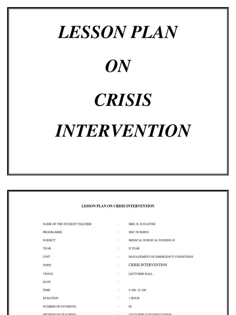 Crisis Intervention Lesson Plan | PDF | Leadership | Nursing