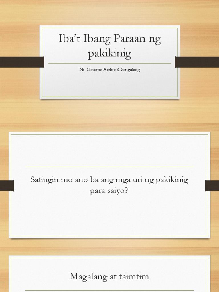 Ibat Ibang Paraan NG Pakikinig | PDF