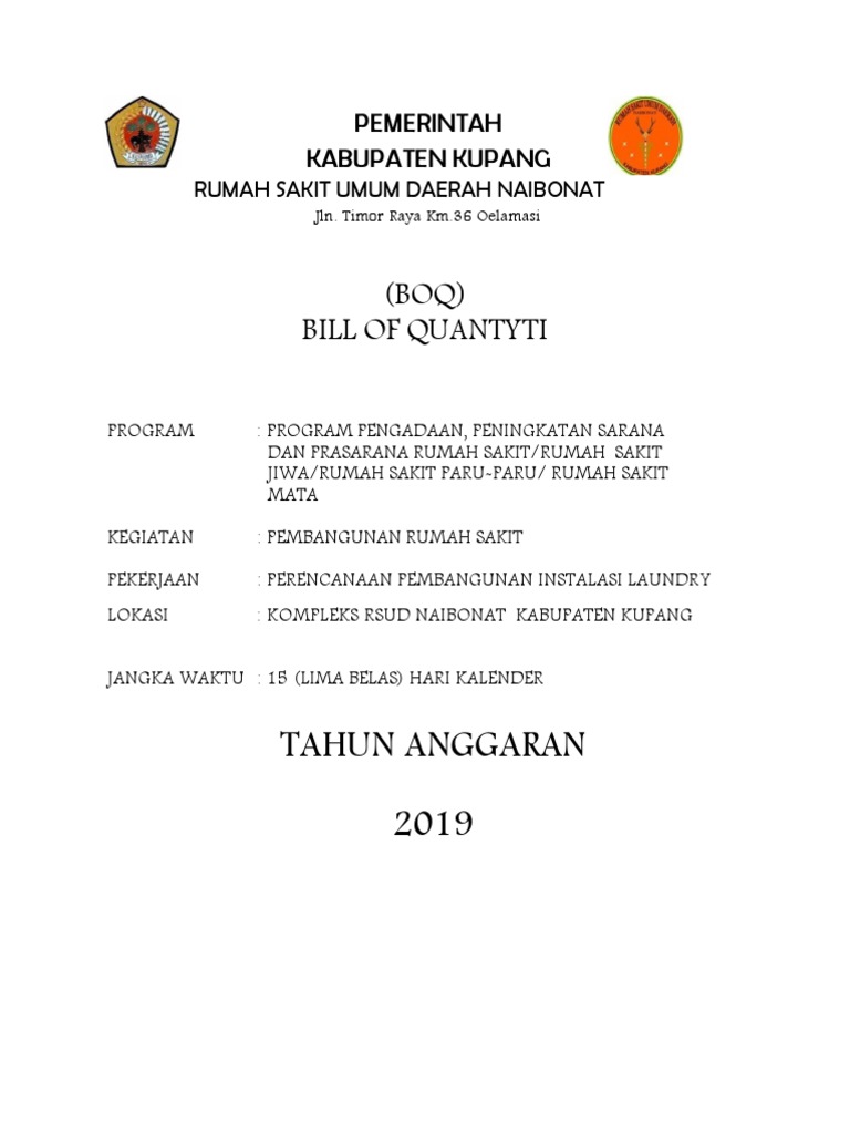 Cover Boq Laundry | PDF | Pengelolaan Keuangan & Uang