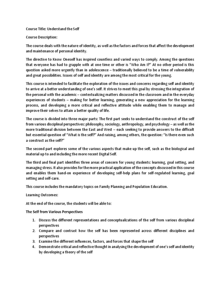 JIDAJIN - UTS Syllabus | PDF | Self | Identity (Social Science)