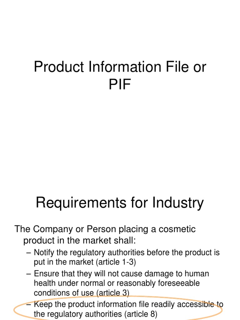 Cosmetic Product PIF Guidelines | PDF | Data Analysis | Perfume