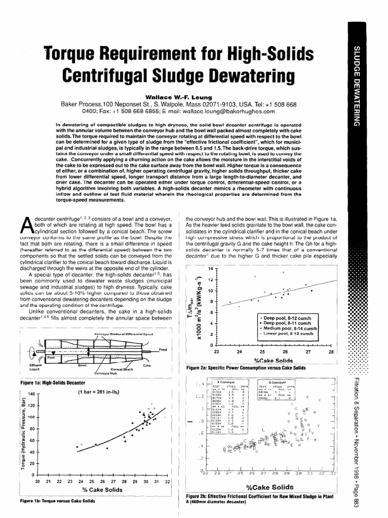 Torque Requirement For High Solid Centrifugal Sludge Dewatering | PDF ...