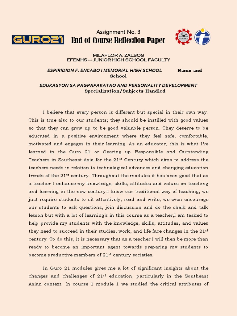 Milaflor End of Course Reflection | PDF | Educational Technology | Teachers