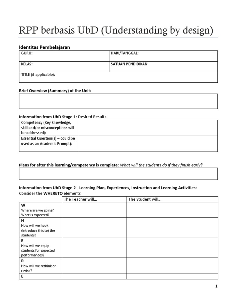 UbD Lesson Plan Guide | PDF