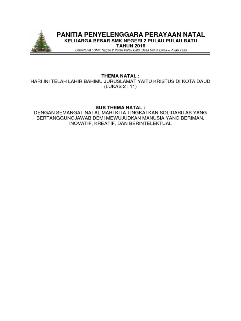Tema dan Sub Tema Natal 2023 | PDF