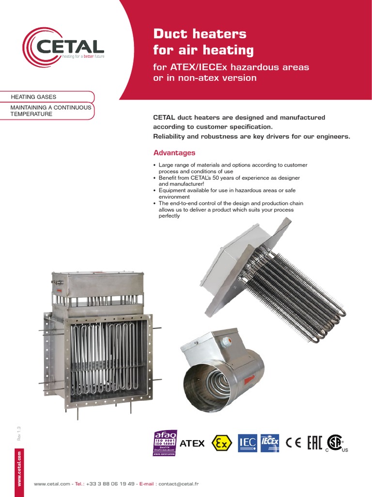 CETAL Duct Heaters Brochure EN | PDF | Duct (Flow) | Insulator ...