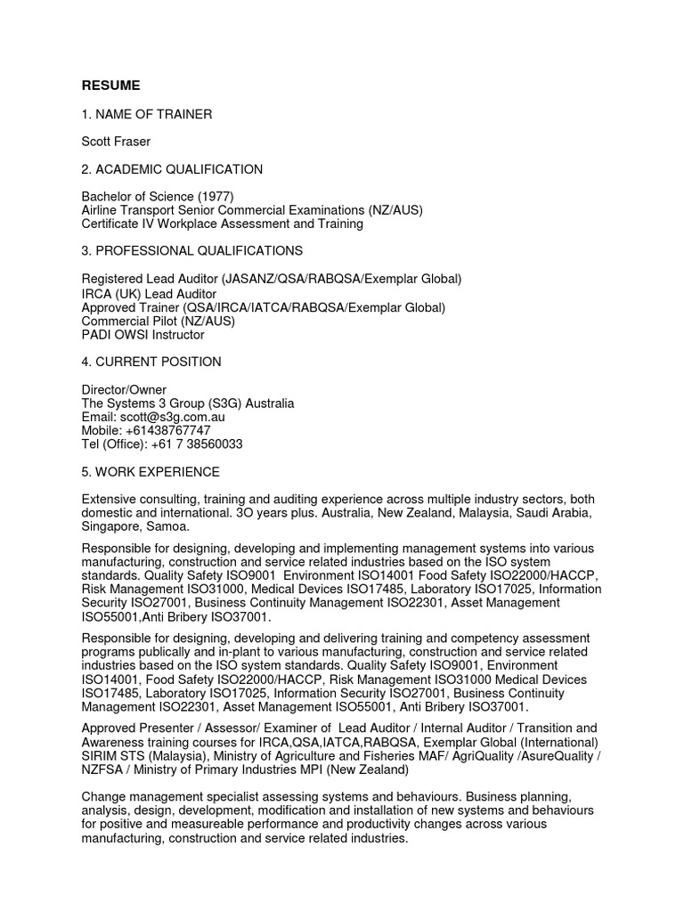 CV STS Scott Fraser Feb 2018 | PDF