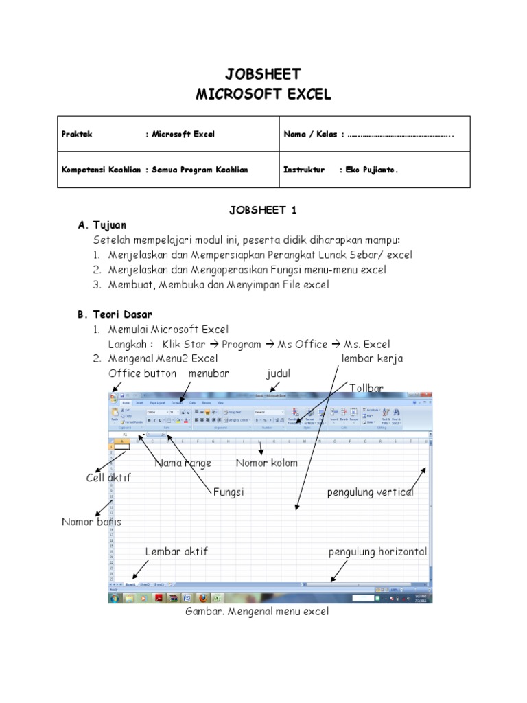 JOBSHEET Excel Selasa 19 Maret 2019 | PDF